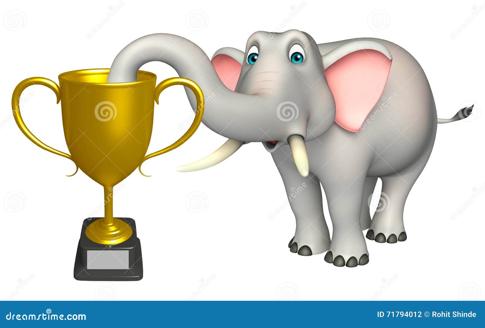 Fun Elephant Cartoon Character with Winning Cup Stock Illustration ...