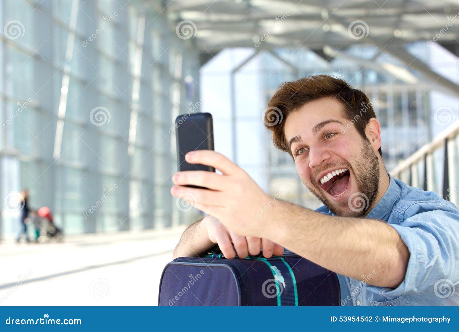 Fun face expression selfie stock photo. Image of holding - 53954542