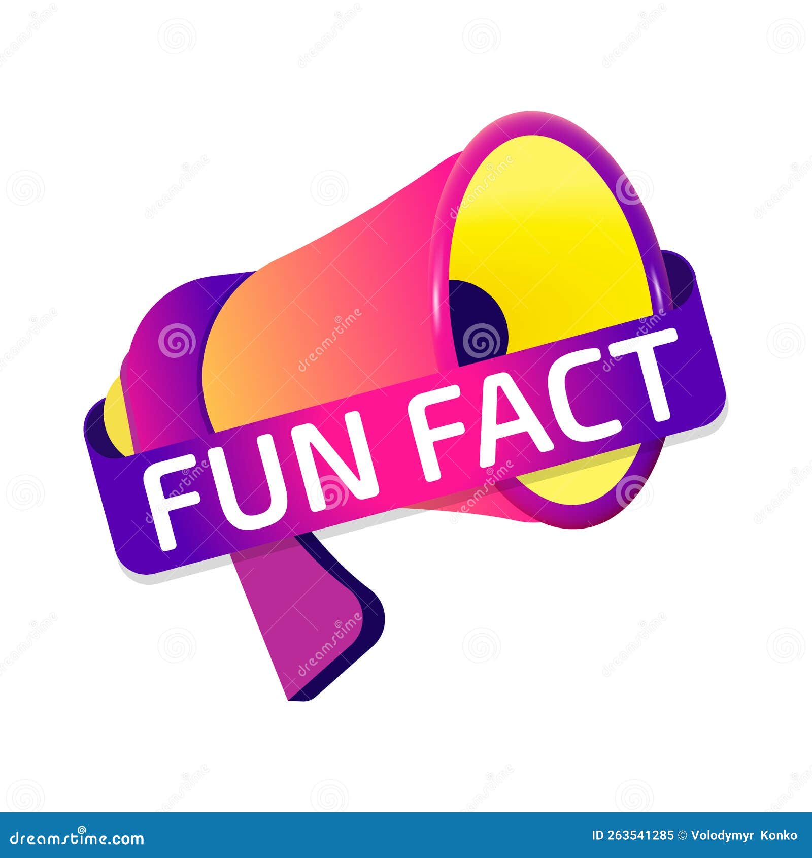 Fun Fact Banner Label, Badge Icon with Megaphone. Flat Design Stock ...