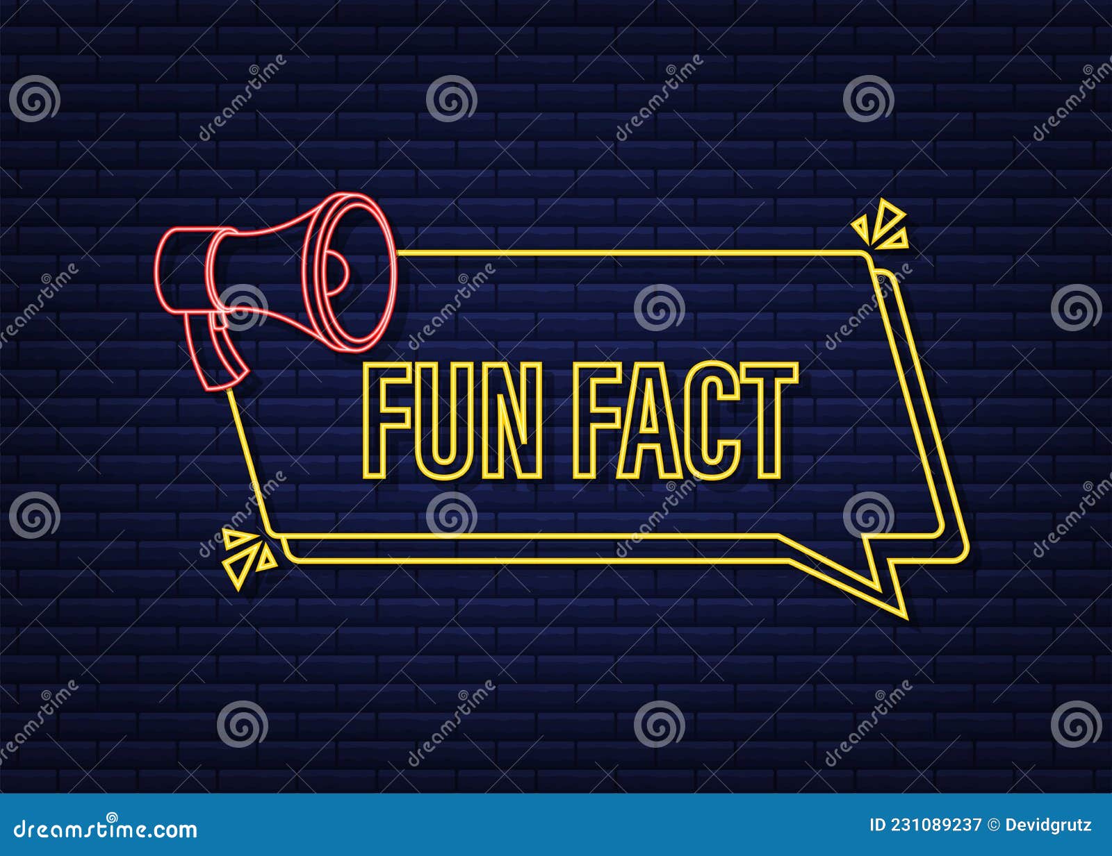 Fun Fact Neon Icon On Dark Background. Vector Stock Illustration ...