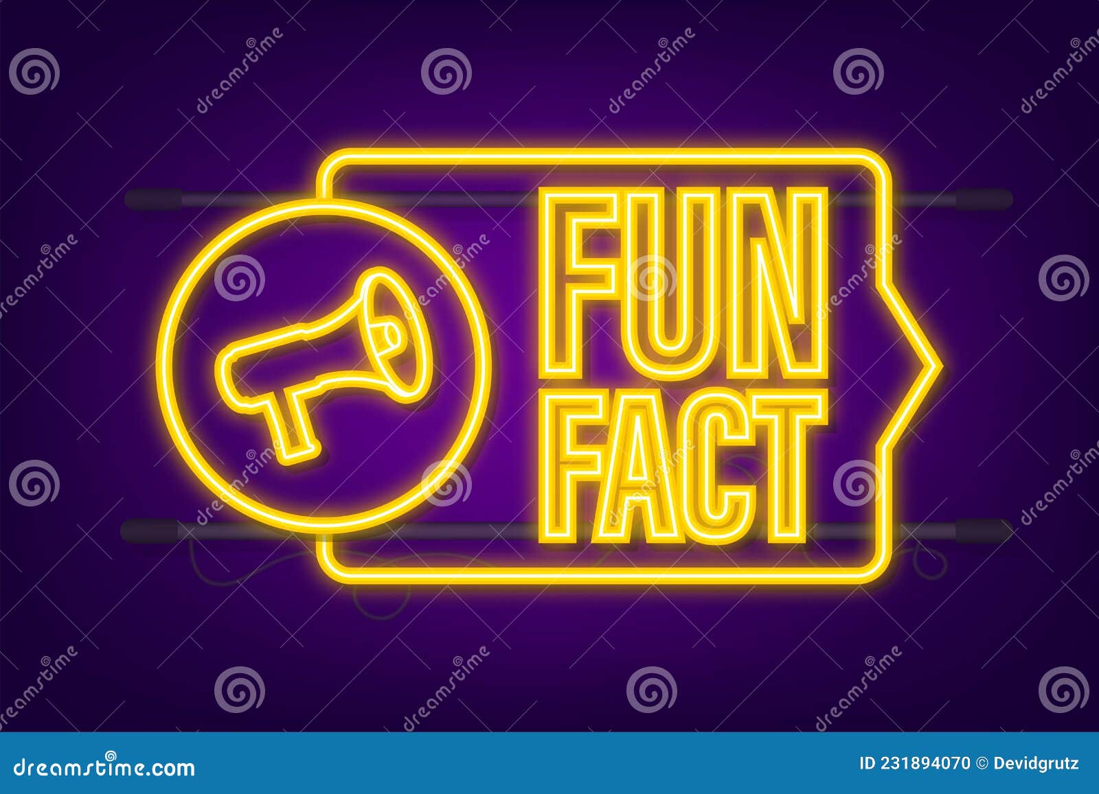 Fun Fact Neon Sign. Glowing Neon Lettering Fun Fact Template Cartoon ...