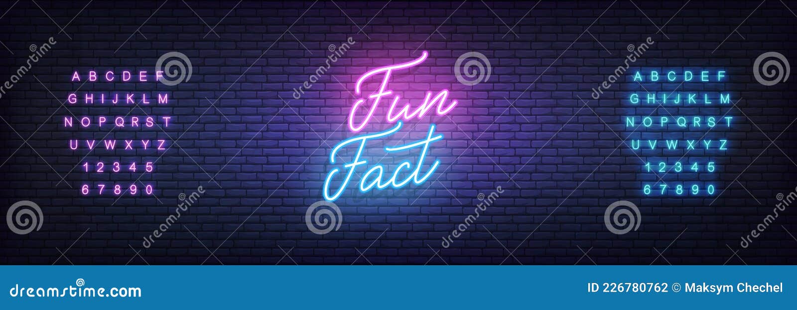 Fun Fact Neon Template. Glowing Neon Lettering Fun Fact Sign Stock ...