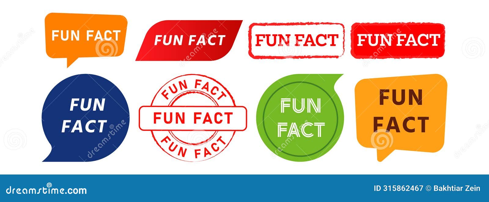 Fun Fact Stamp and Speech Bubble Label Sticker Sign Truth Intriguing ...
