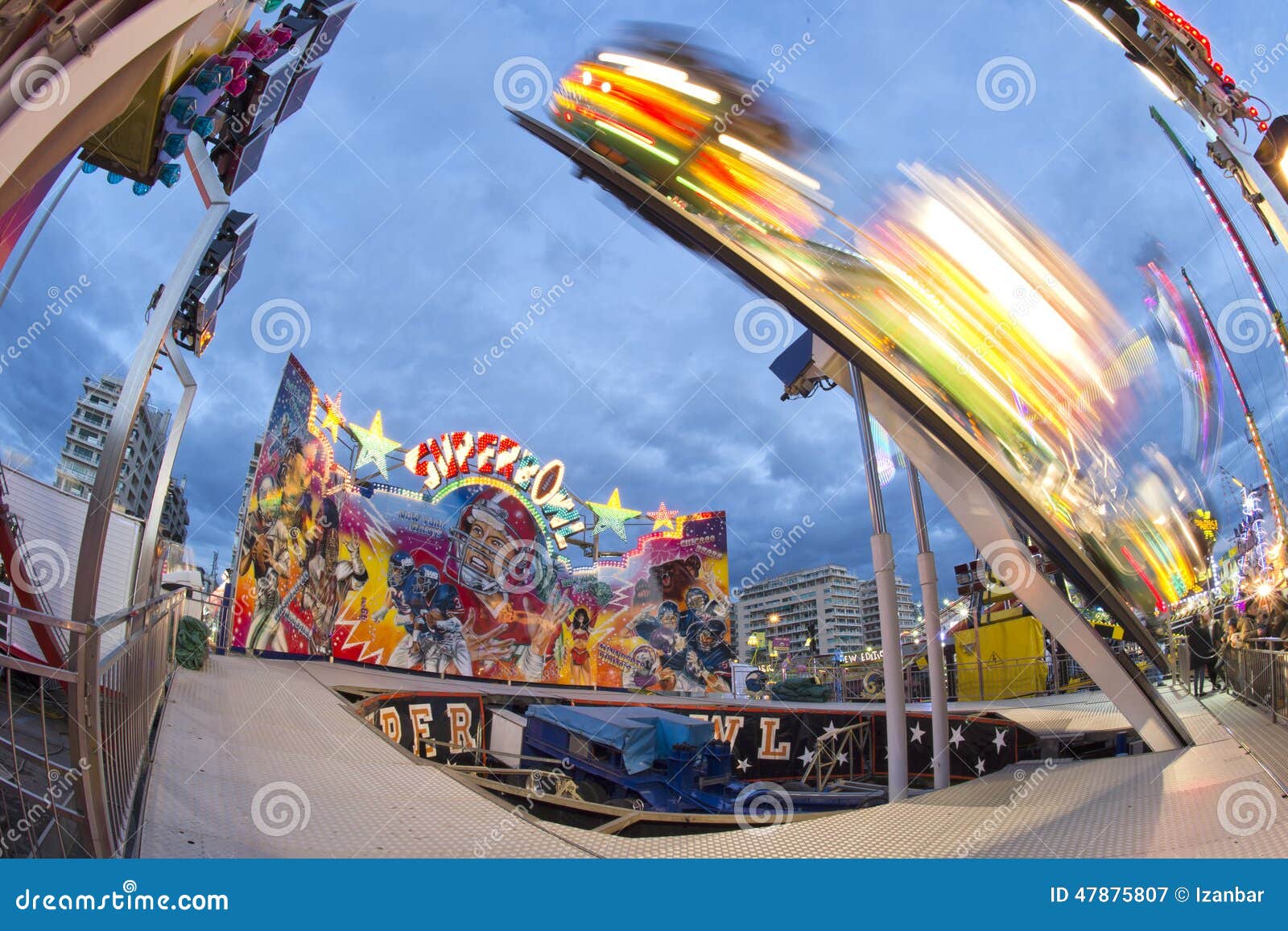 Fun Fair Carnival Luna Park Moving Lights Background Editorial ...