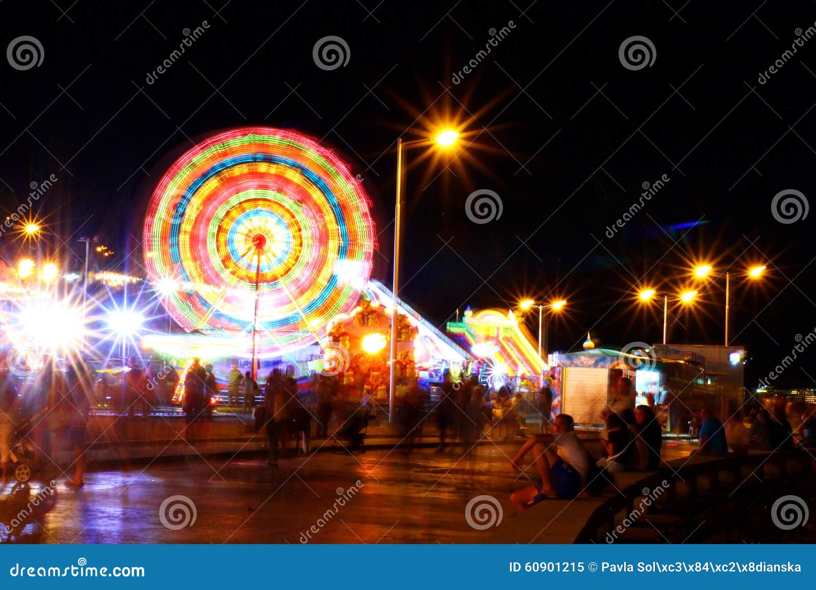 Fun-fair in the night stock image. Image of carousel - 60901215
