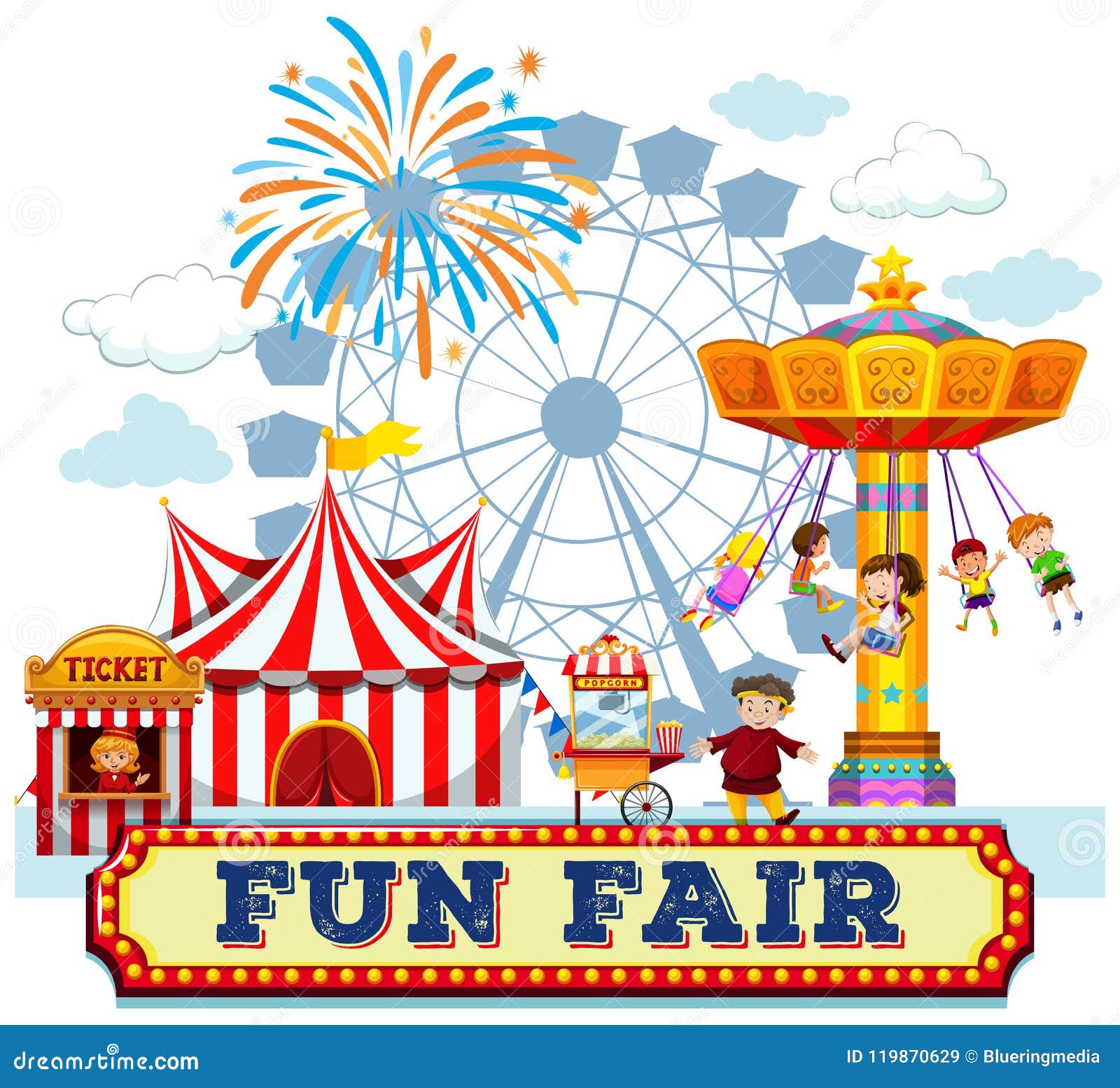 A Fun Fair and Rides stock vector. Illustration of kids - 119870629