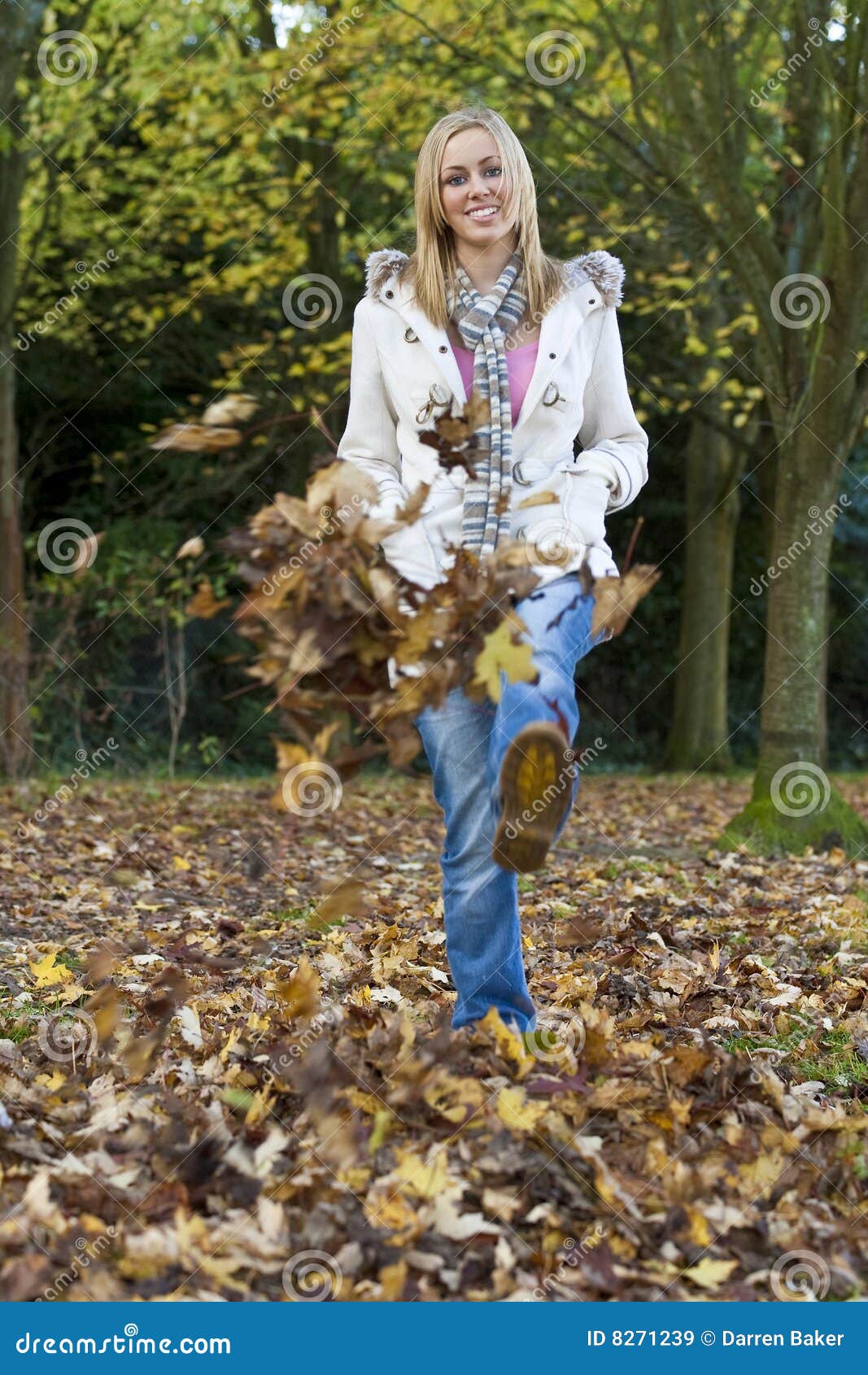 Fun in the Fall stock image. Image of brown, girl, scarf - 8271239