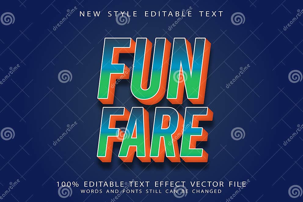 Fun Fare Editable Text Effect 3D Emboss Modern Style Stock Vector ...