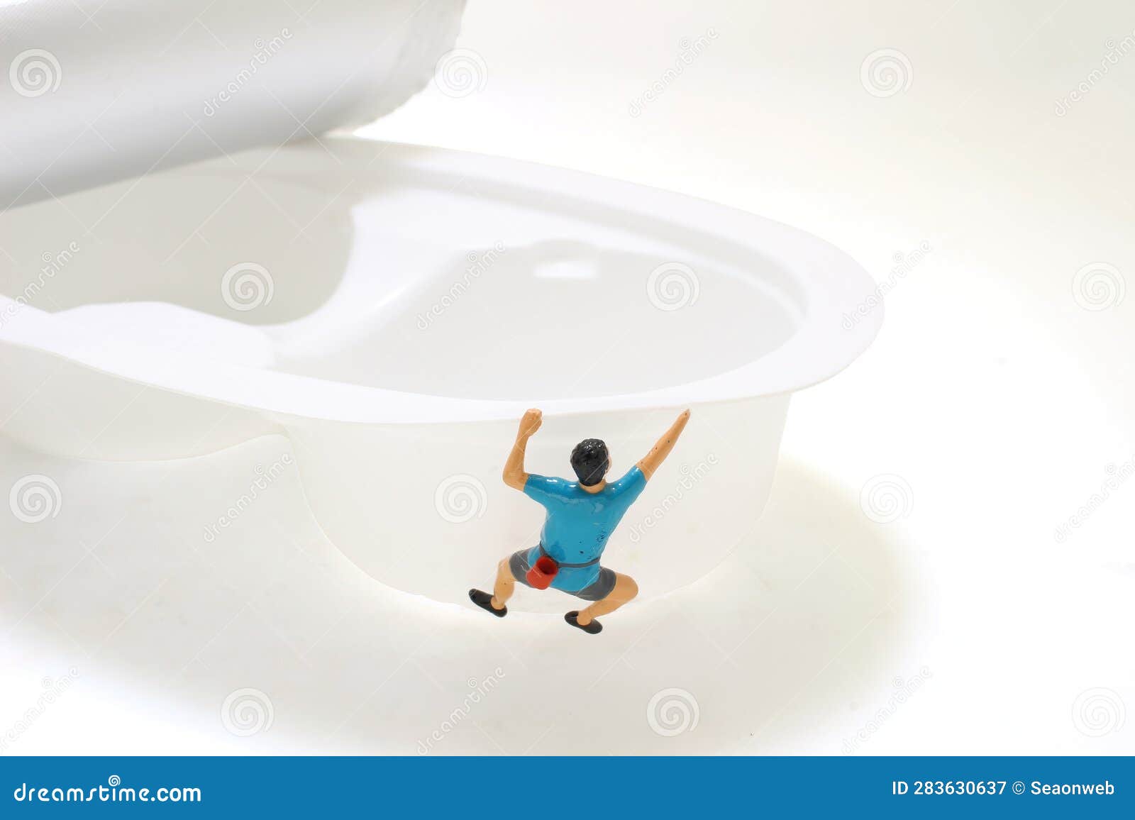 A Fun of Figure Climbing on Food Package Stock Image - Image of open ...