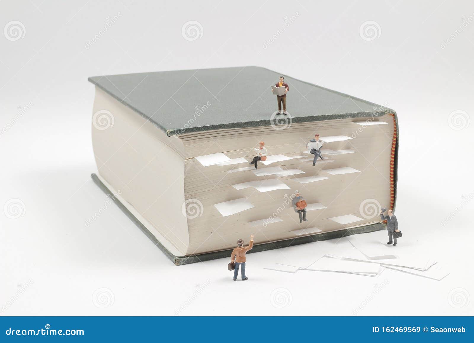 The Fun of Figure are Climbing on a Mountain of Textbooks Stock Image ...