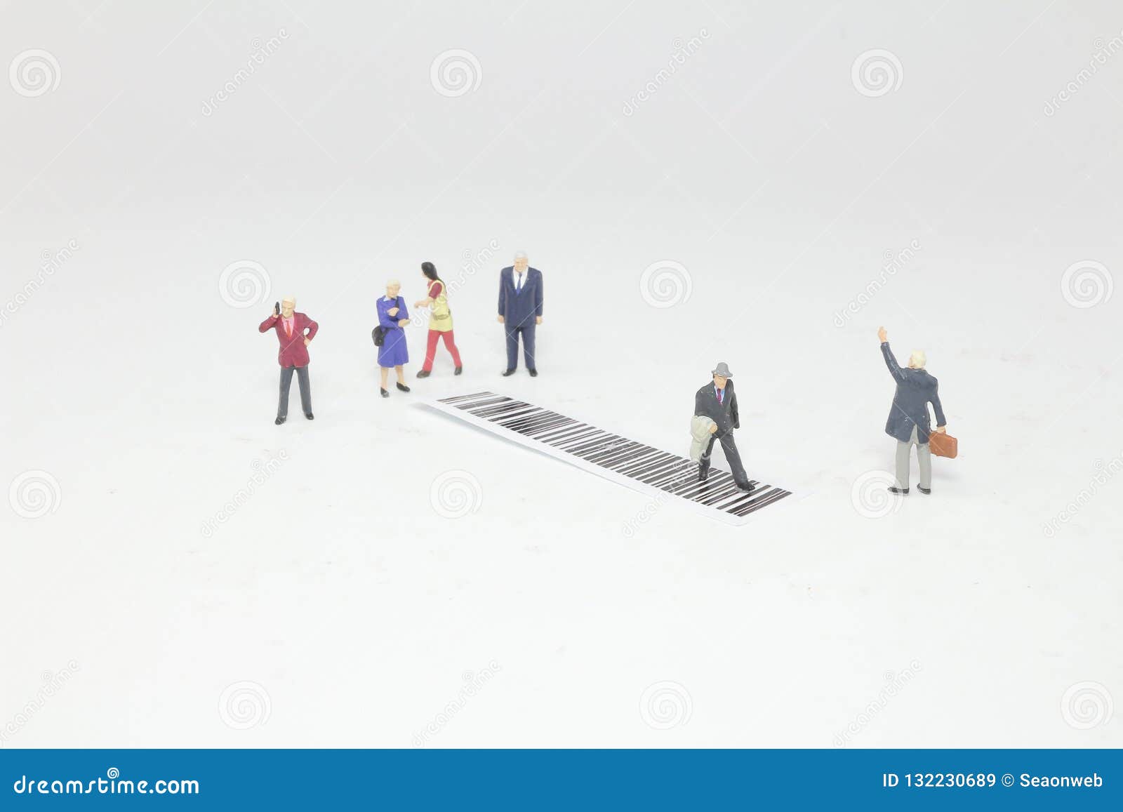 A Fun Figure Cross the Bar Code Stock Image - Image of modern, hurry ...
