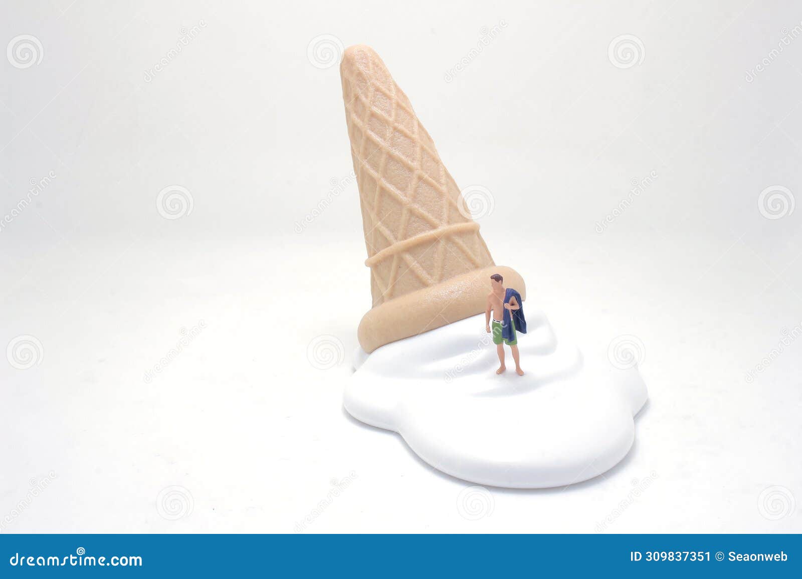 Fun of Figure with the Ice Cream Swim Stock Image - Image of pool ...