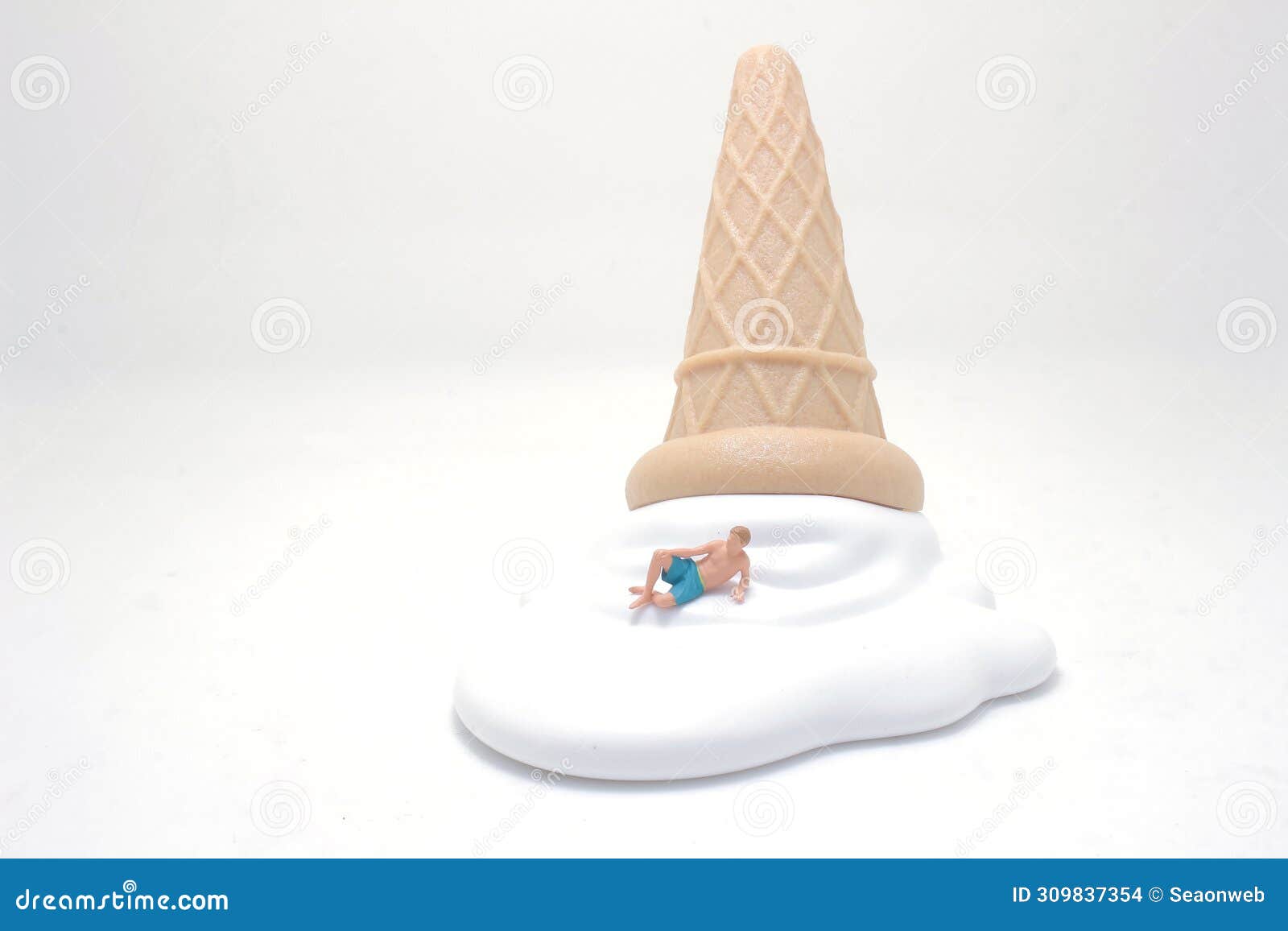 Fun of Figure with the Ice Cream Swim Stock Photo - Image of cone ...