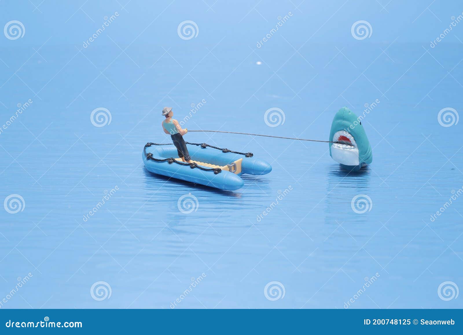 Fun of Figure of Mini Shark with Fishman Stock Image - Image of line ...