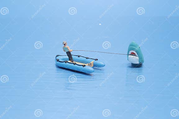 Fun of Figure of Mini Shark with Fishman Stock Image - Image of line ...