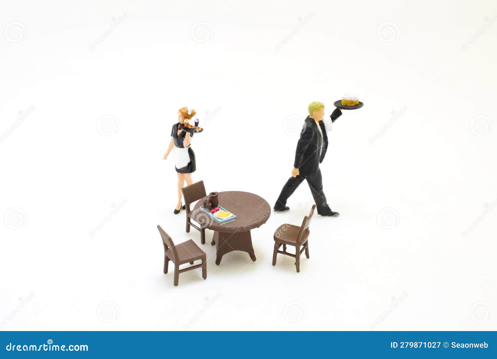 A Fun of Figure Waiter in a Restaurant Stock Image - Image of women ...