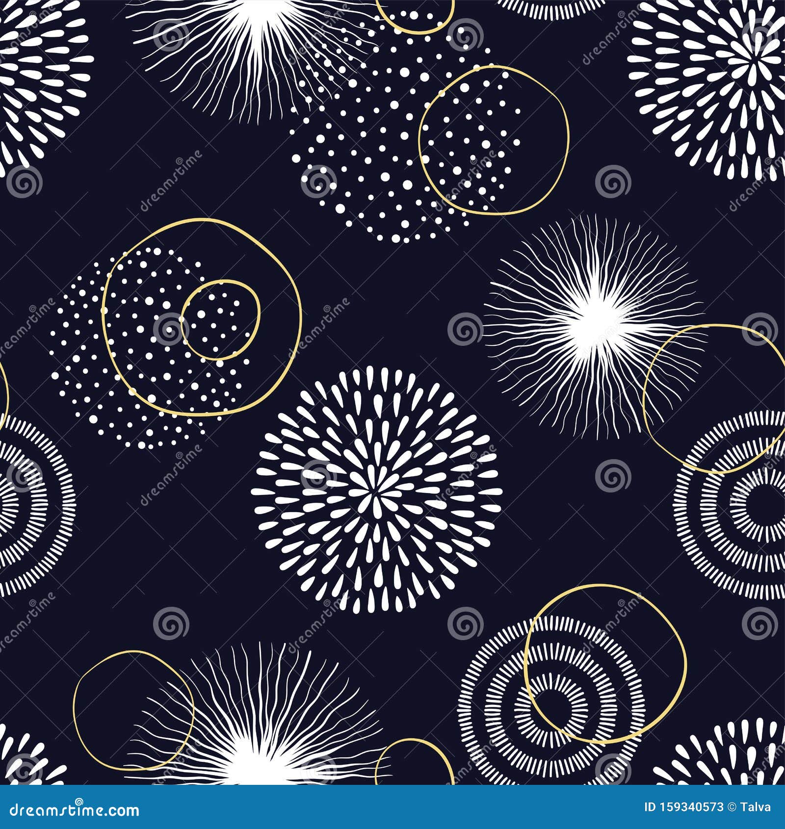 Fun Fireworks Seamless Pattern, Hand Drawn - Great for Textiles ...