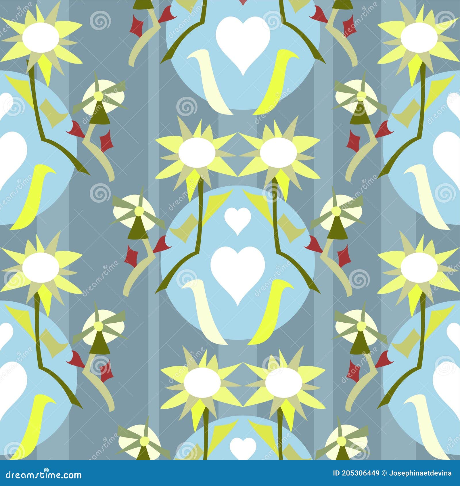 Fun Floral Blue stock vector. Illustration of dainty - 205306449