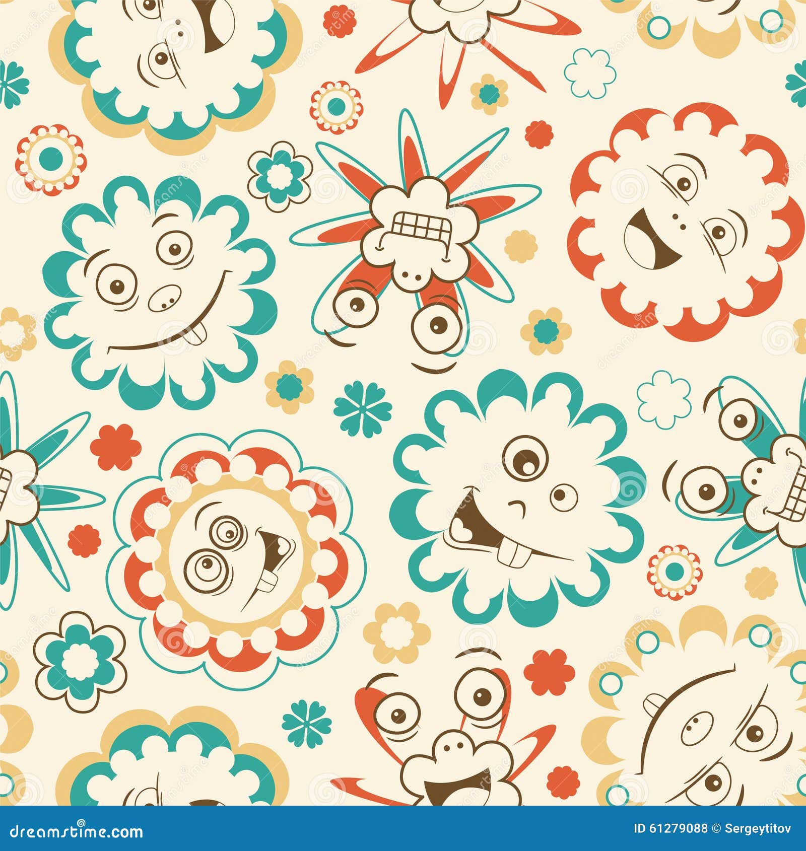 Fun flowers stock vector. Illustration of backdrop, blossom - 61279088