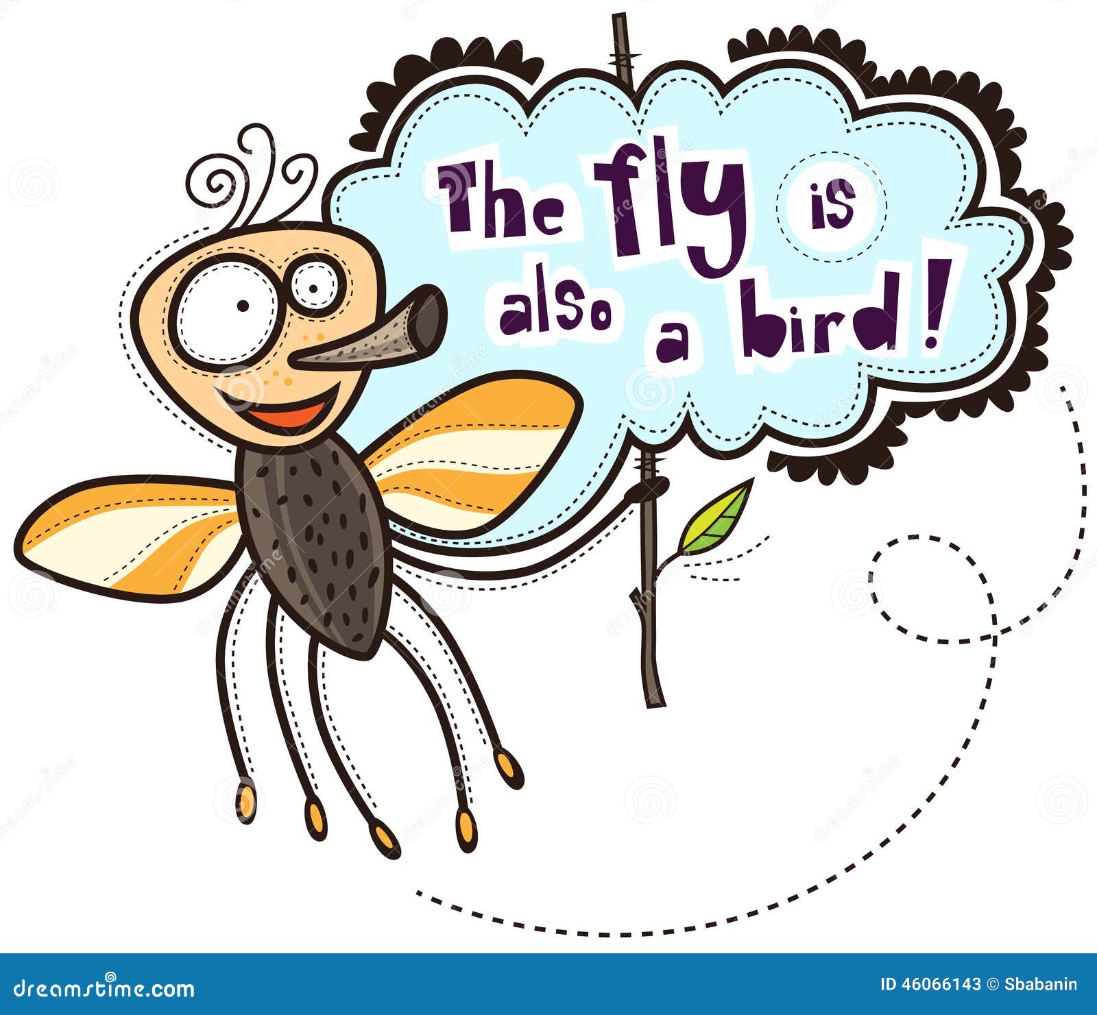 Fun fly stock vector. Illustration of bird, animals, color - 46066143