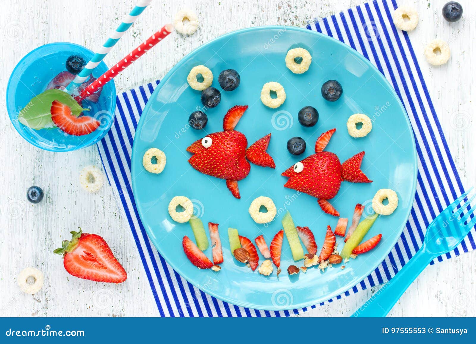 Fun with Food - Berry Fruit Fish on Plate Stock Image - Image of dinner ...