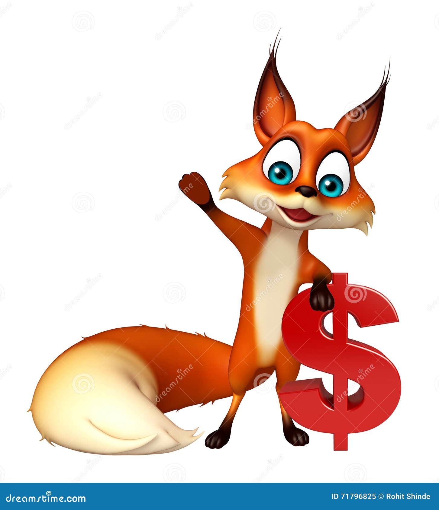 Fun Fox Cartoon Character with Doller Sign Stock Illustration ...