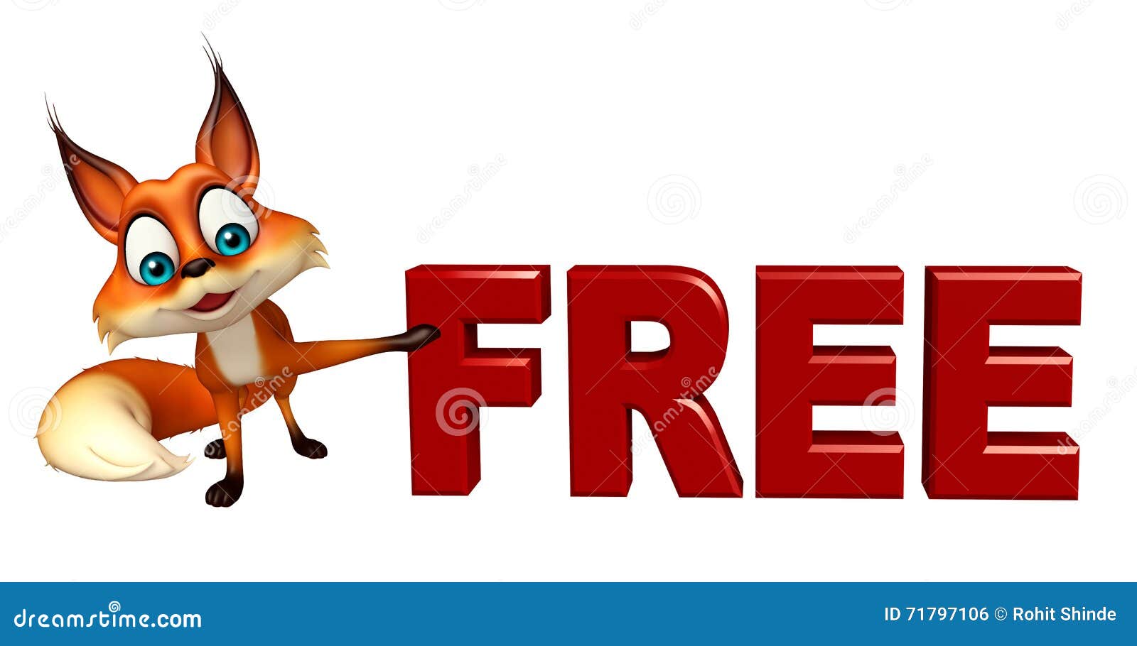 Fun Fox Cartoon Character with Free Sign Stock Illustration ...