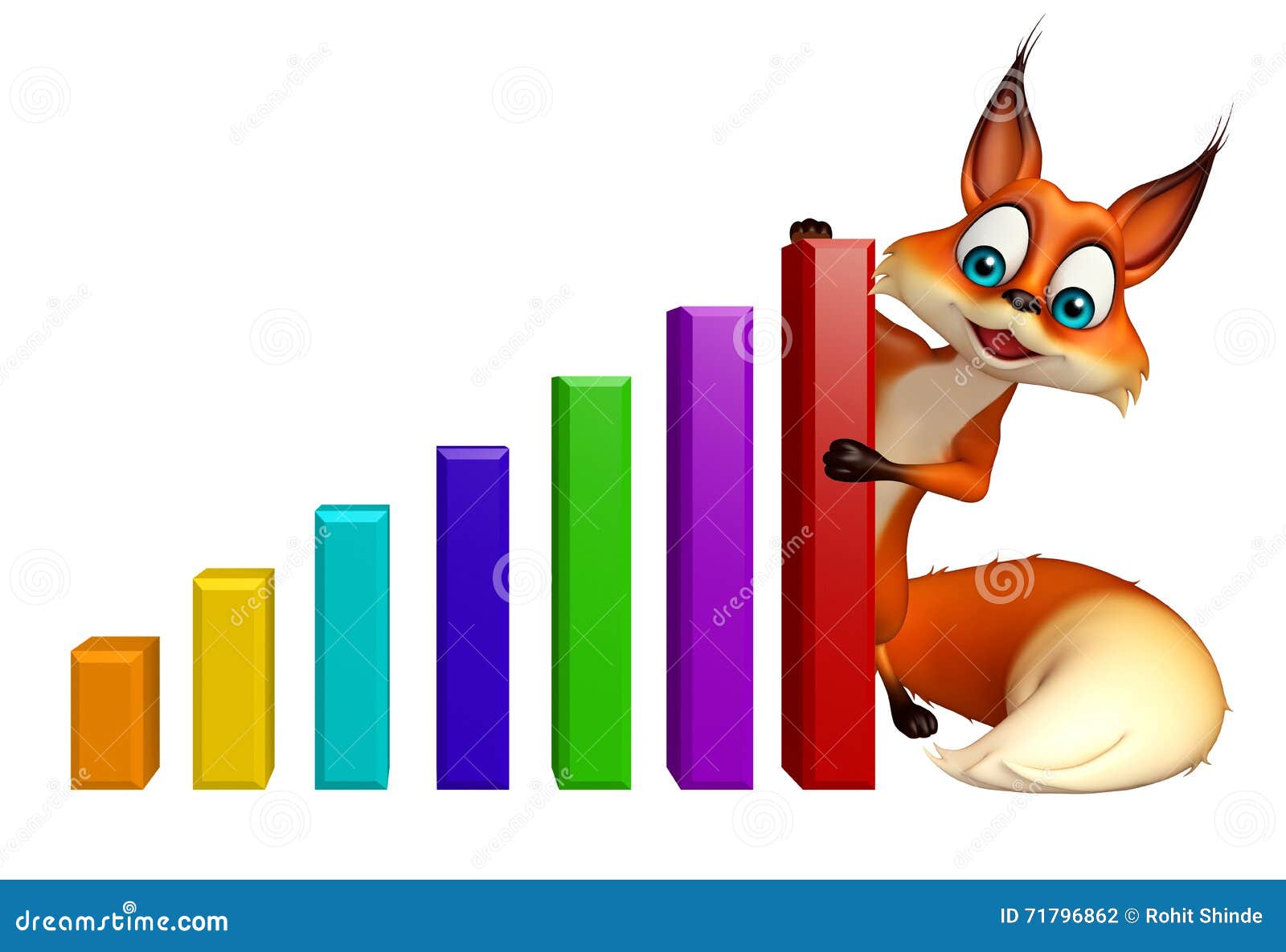 Fun Fox Cartoon Character with Graph Stock Illustration - Illustration ...