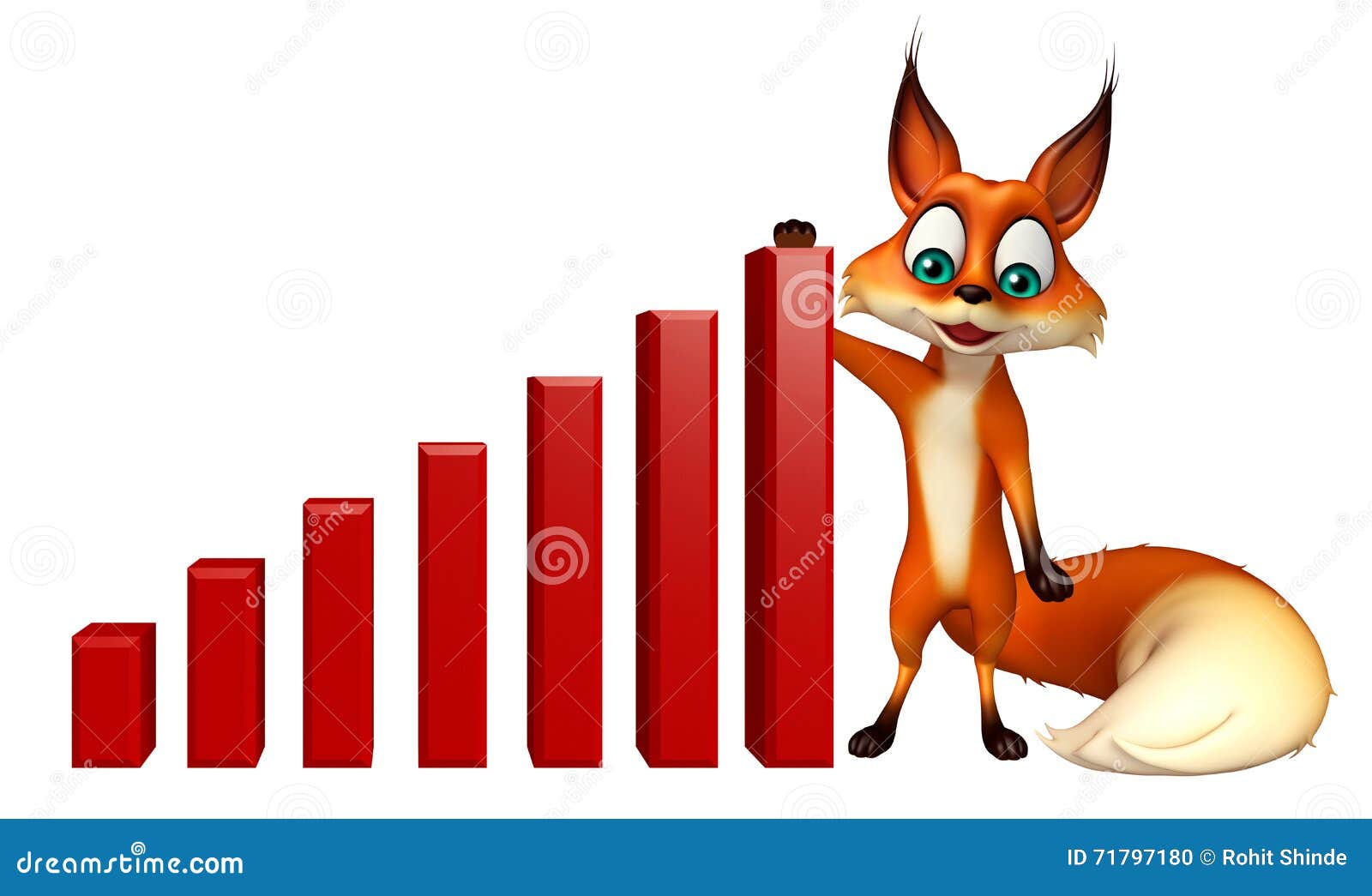 Fun Fox Cartoon Character with Graph Stock Illustration - Illustration ...