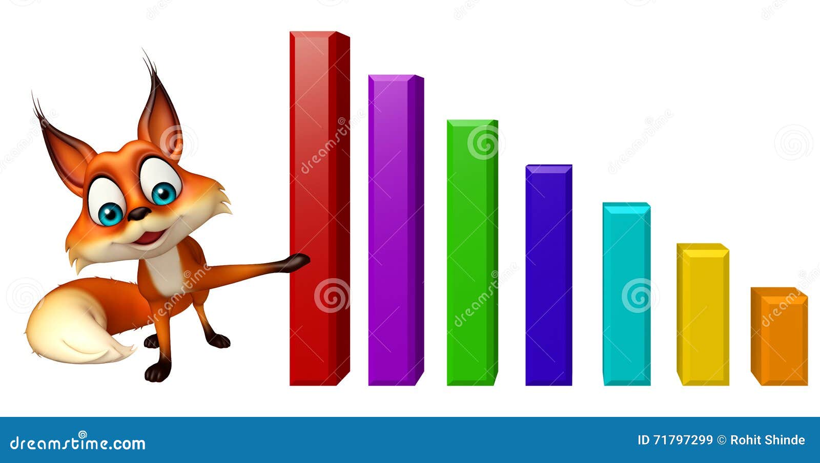 Fun Fox Cartoon Character with Graph Stock Illustration - Illustration ...