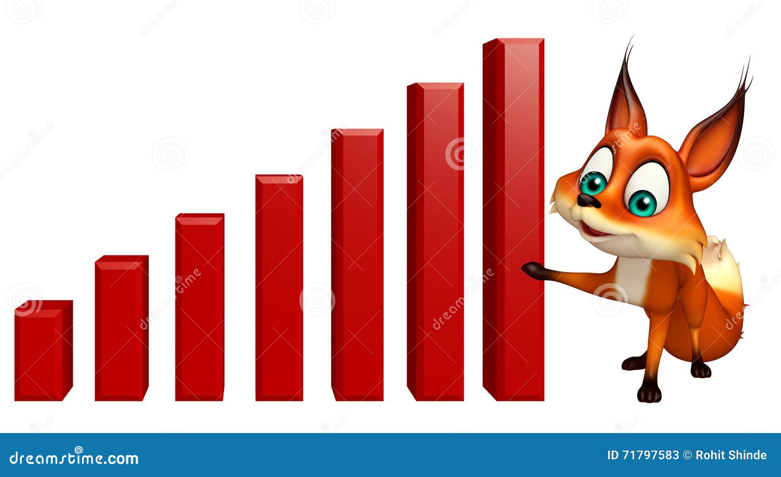 Fun Fox Cartoon Character with Graph Stock Illustration - Illustration ...