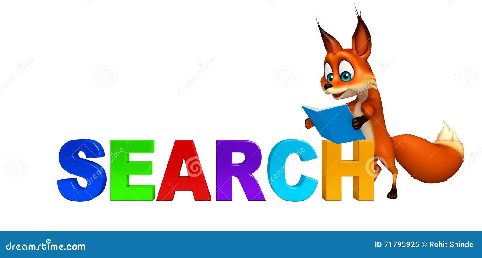 Fun Fox Cartoon Character with Search Sign Stock Illustration ...