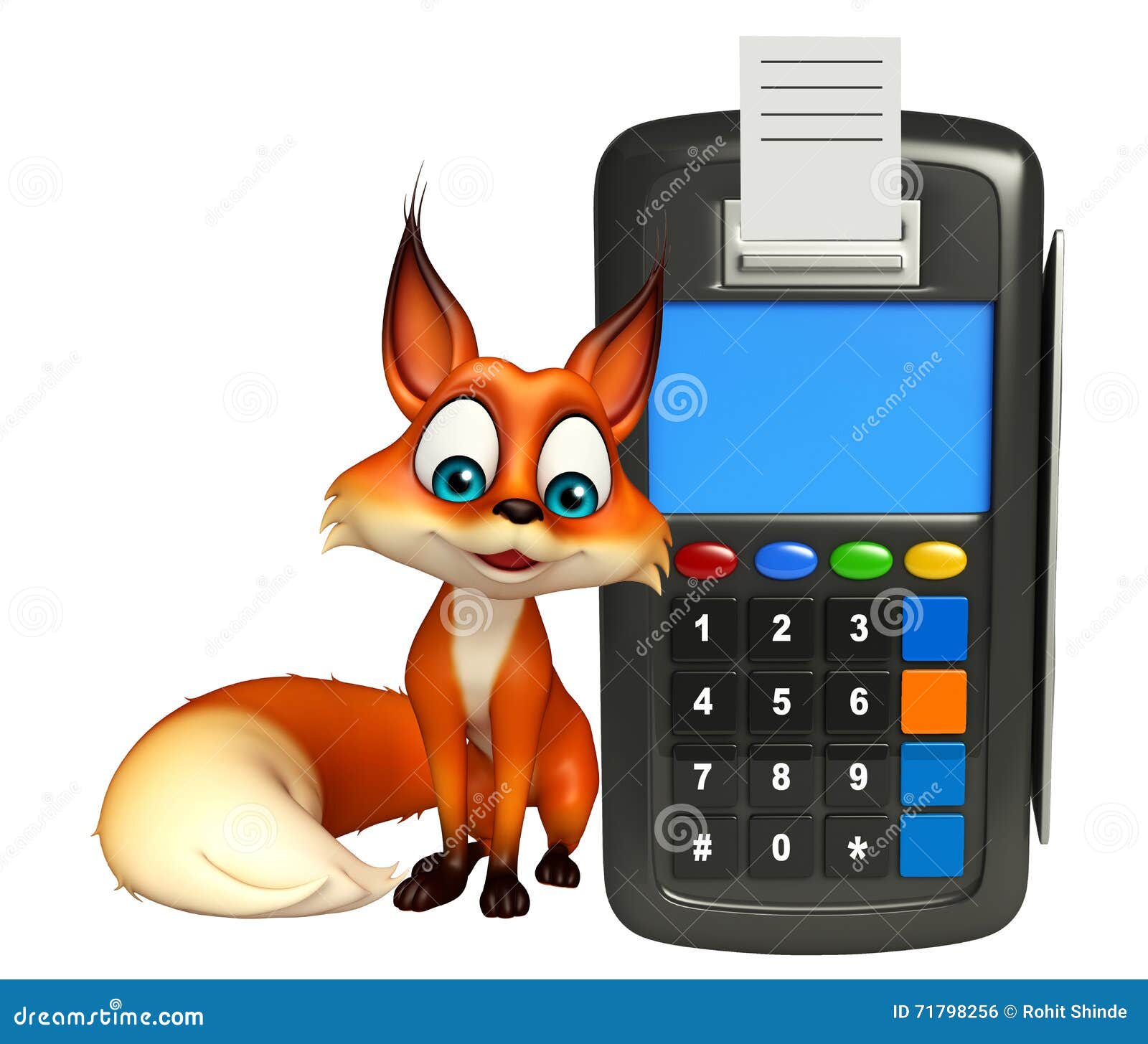 Fun Fox Cartoon Character with Swap Machine Stock Illustration ...