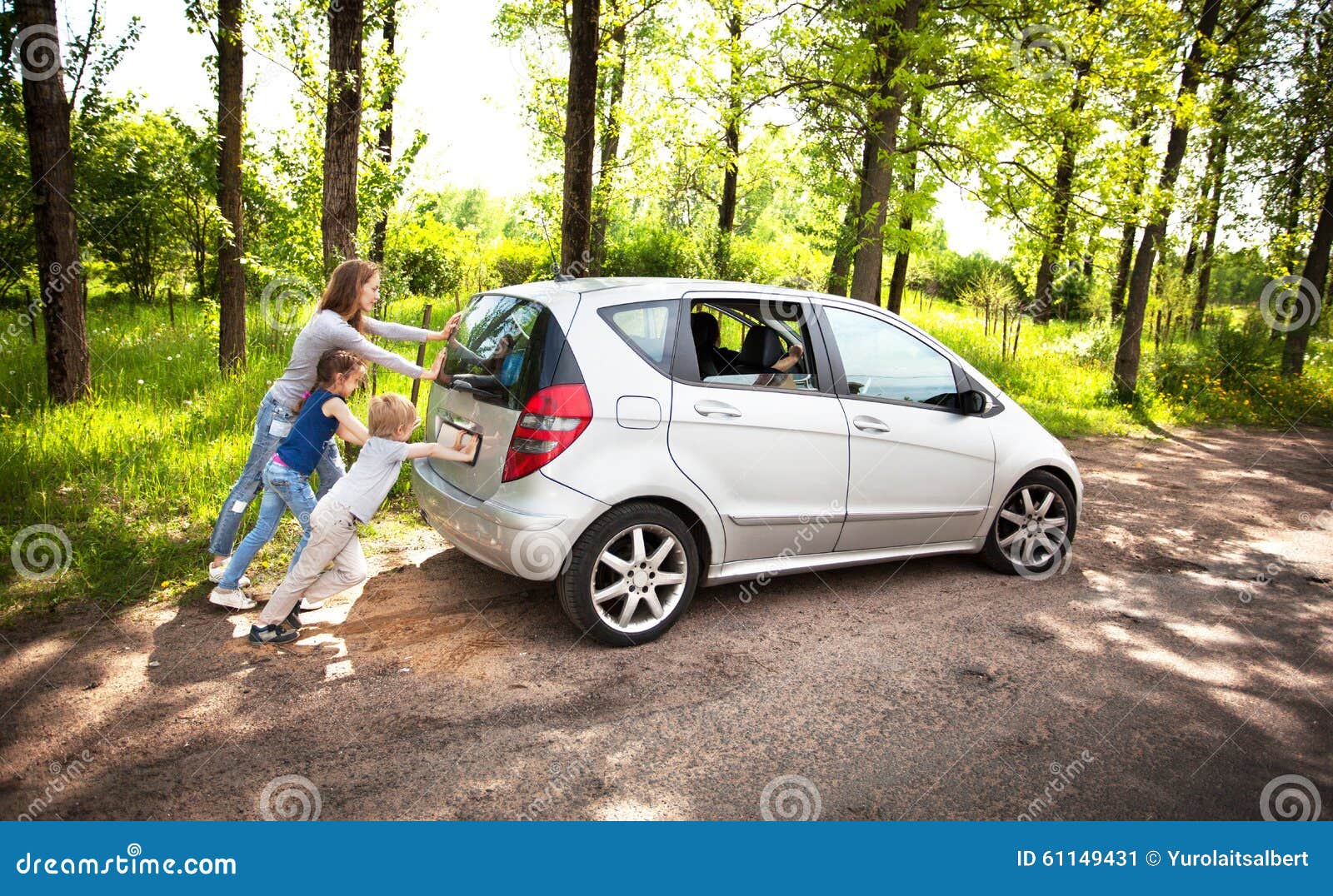 Fun Friendly Family is on a Picnic. a Car Breakdown. Stock Image ...