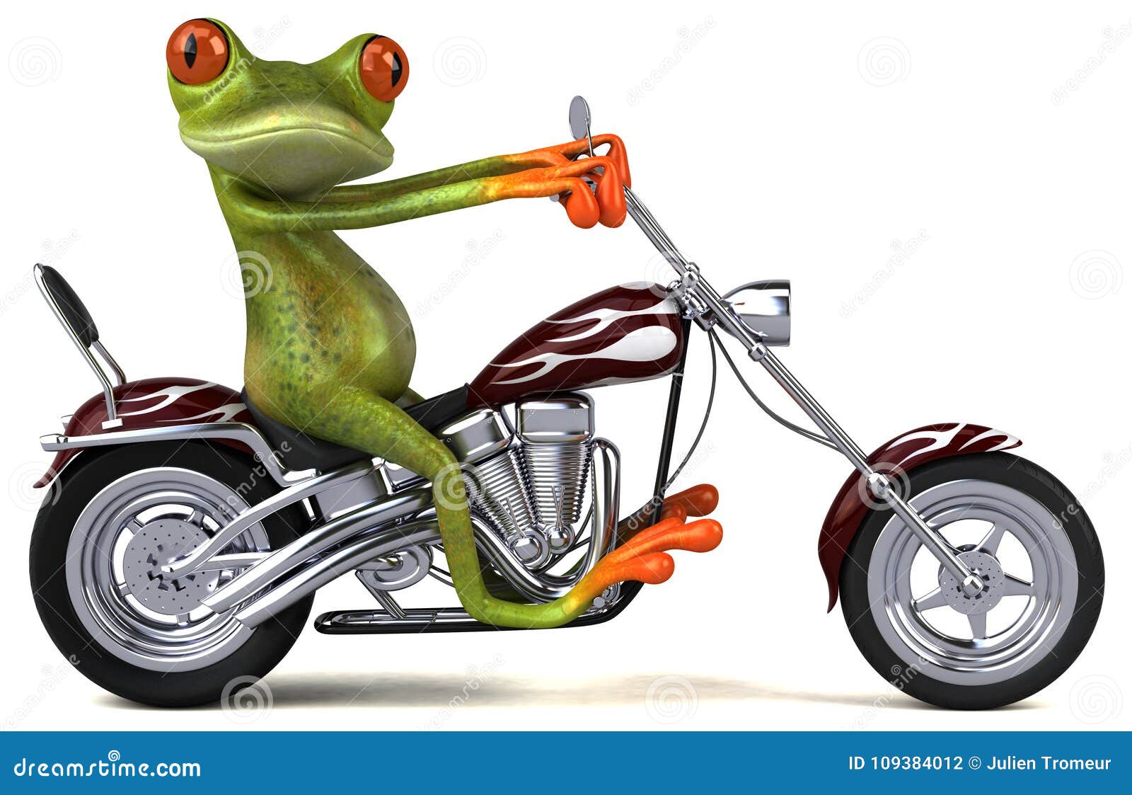 Fun Frog on a Motorcycle - 3D Illustration Stock Illustration ...