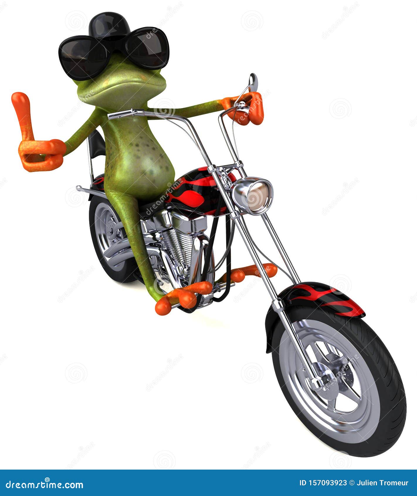 Fun Frog on a Motorcycle - 3D Illustration Stock Illustration ...