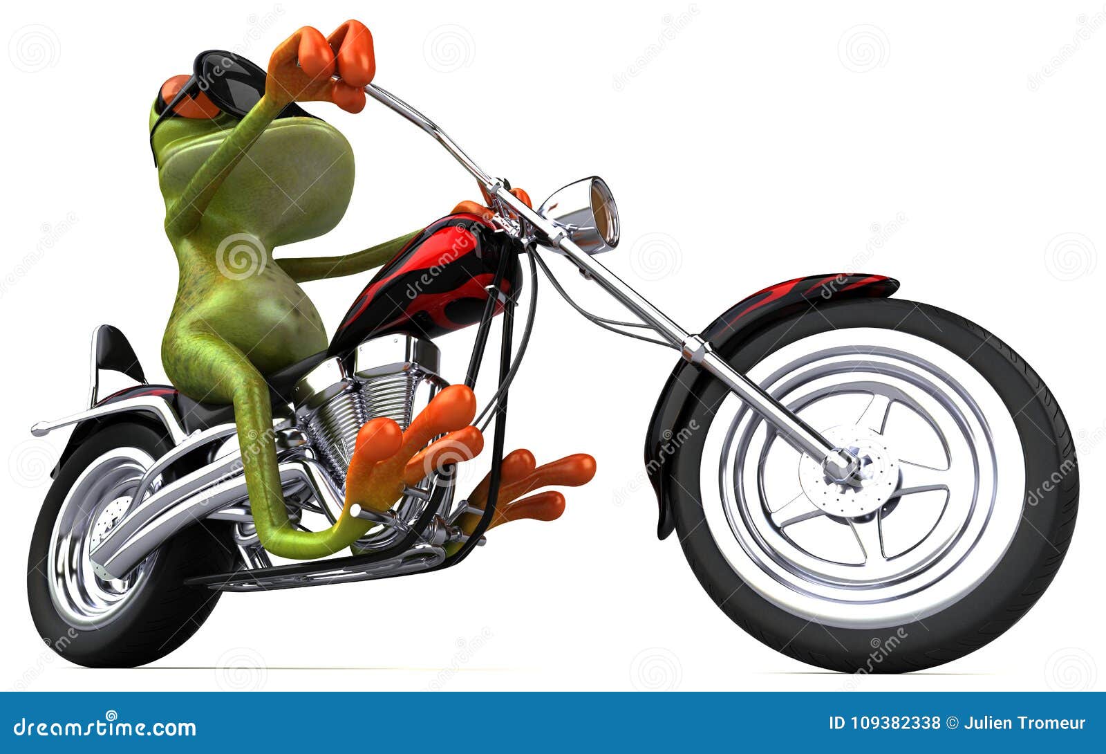 Fun Frog on a Motorcycle - 3D Illustration Stock Illustration ...