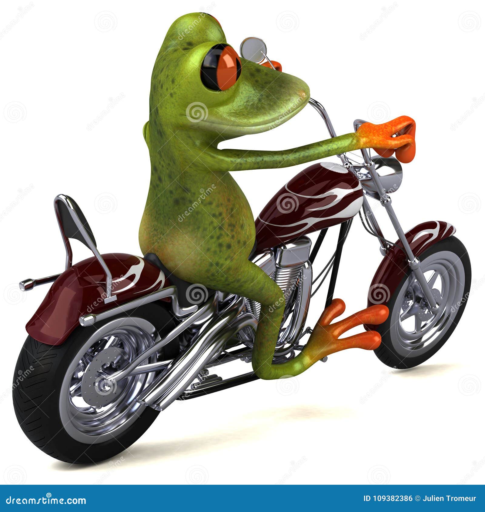 Fun Frog on a Motorcycle - 3D Illustration Stock Illustration ...