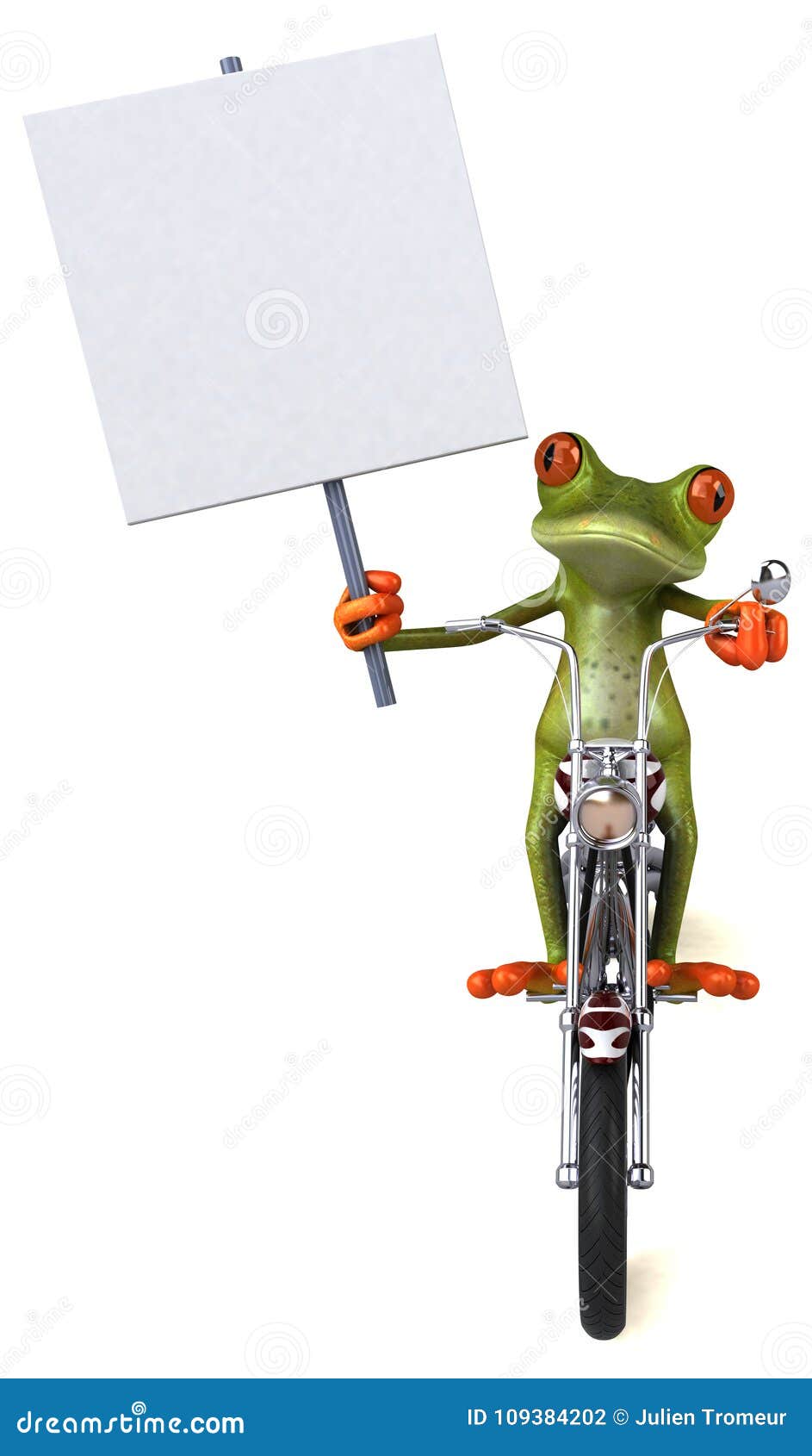Fun Frog on a Motorcycle - 3D Illustration Stock Illustration ...