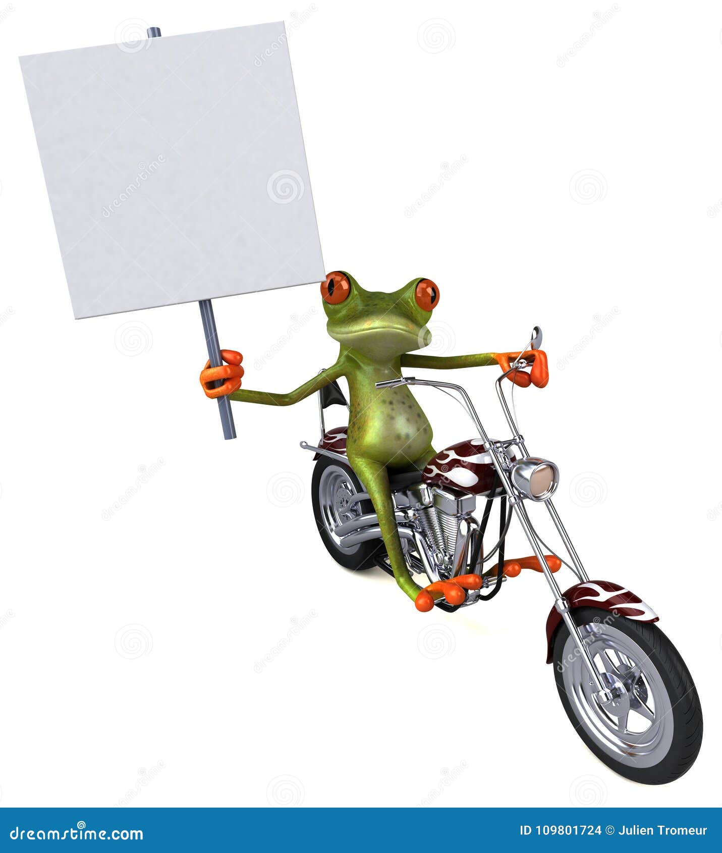 Fun Frog on a Motorcycle - 3D Illustration Stock Illustration ...