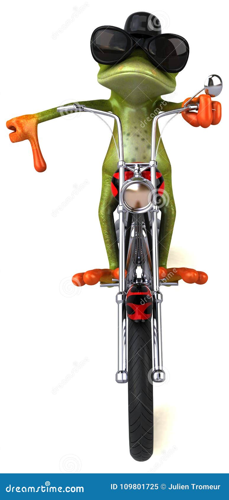Fun Frog on a Motorcycle - 3D Illustration Stock Illustration ...