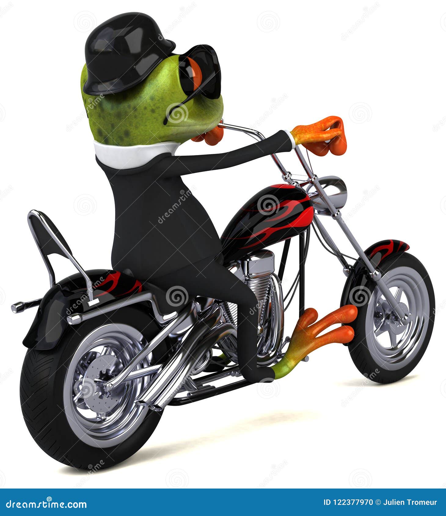 Fun Frog on a Motorcycle - 3D Illustration Stock Illustration ...
