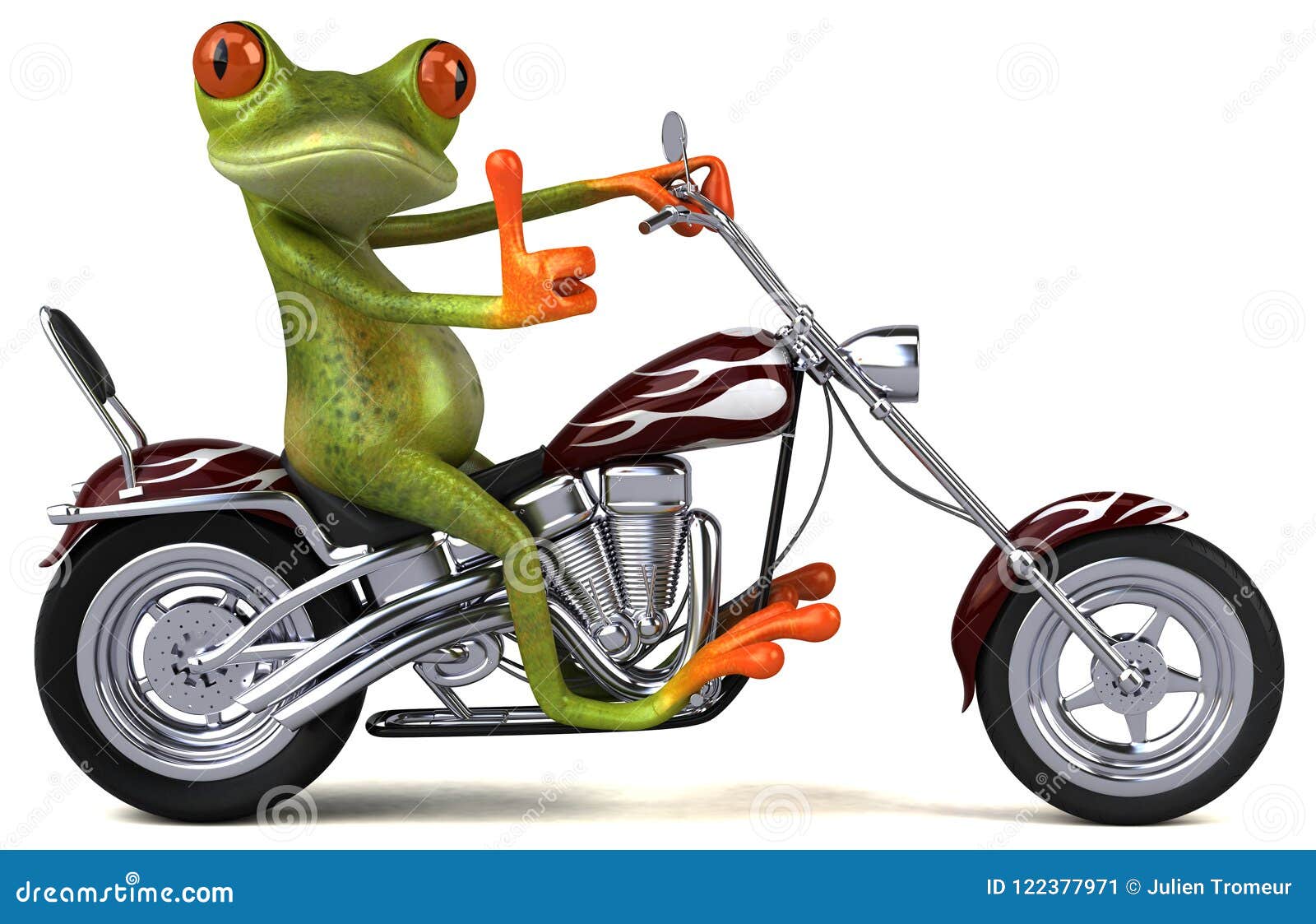Fun Frog on a Motorcycle - 3D Illustration Stock Illustration ...