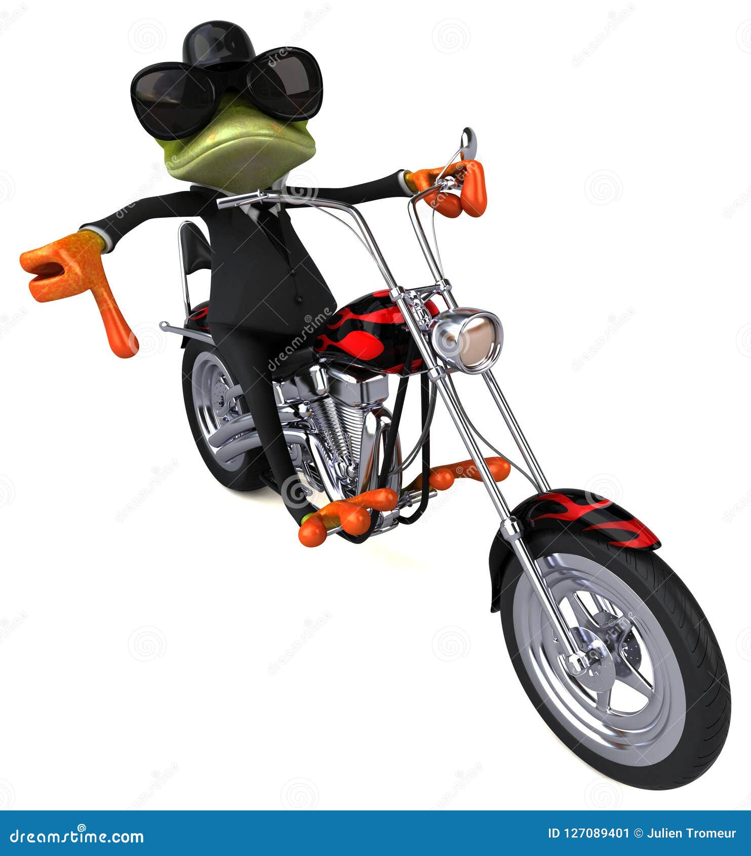 Fun Frog on a Motorcycle - 3D Illustration Stock Illustration ...