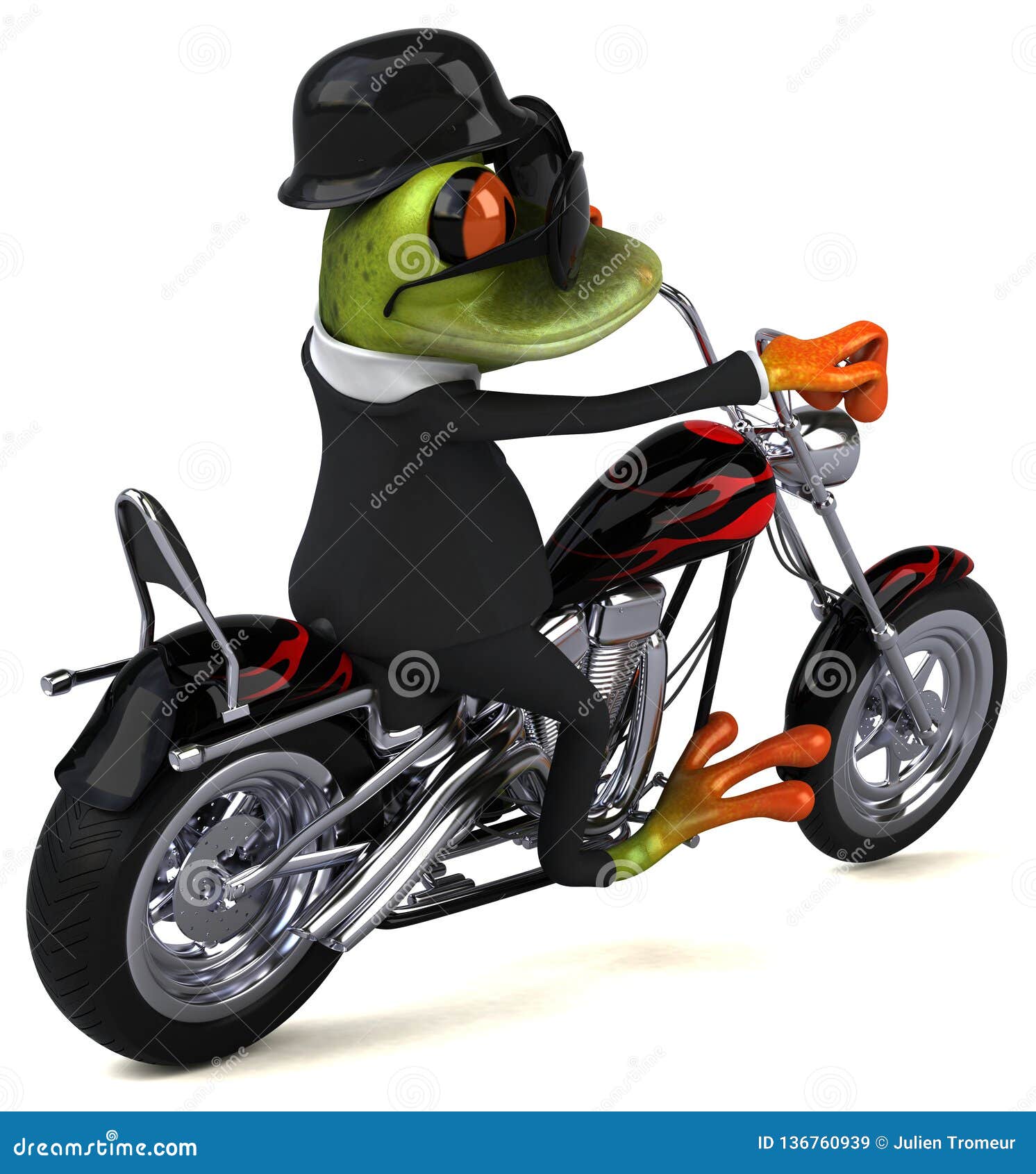 Fun Frog on a Motorcycle - 3D Illustration Stock Illustration ...