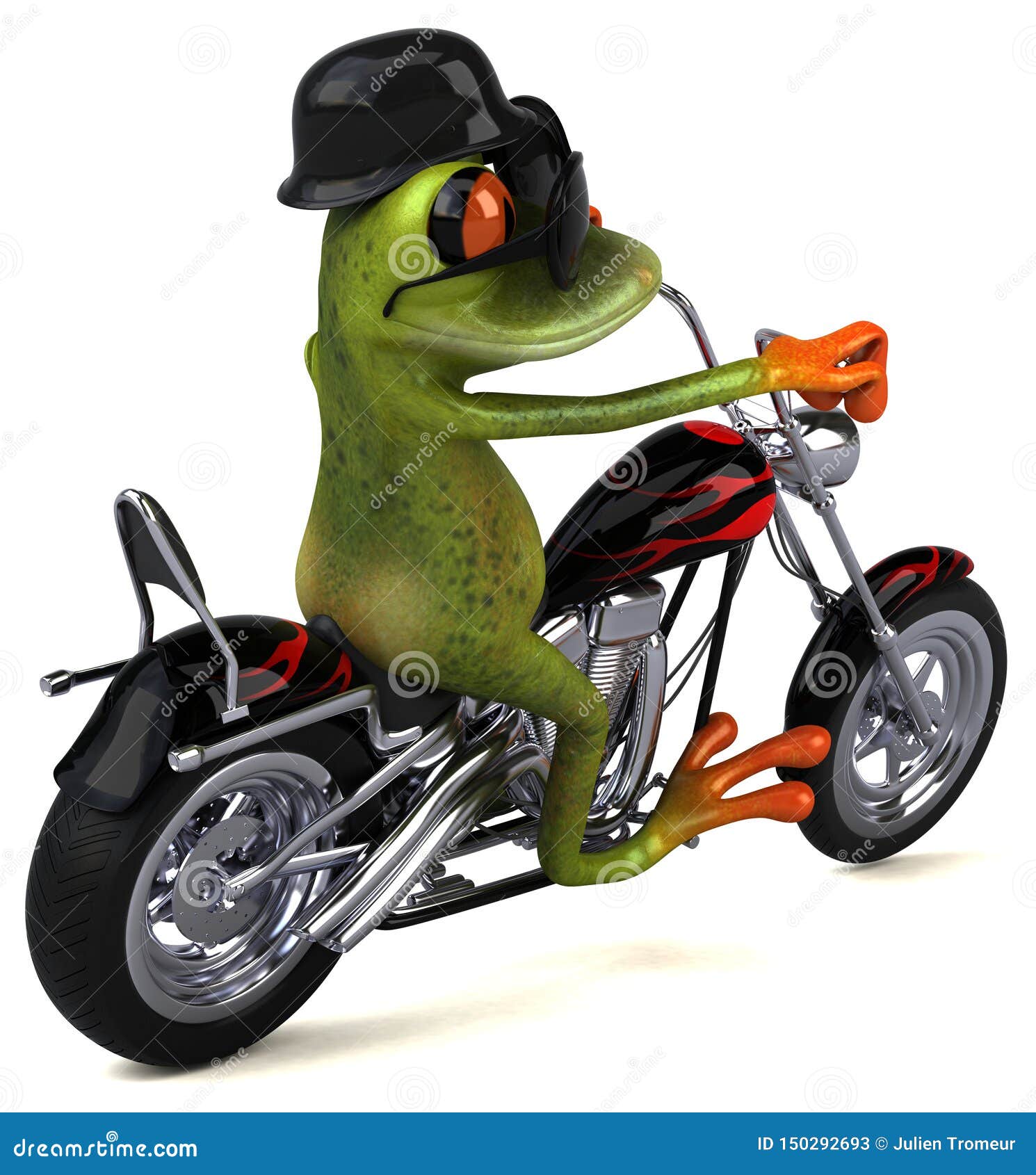 Fun Frog on a Motorcycle - 3D Illustration Stock Illustration ...