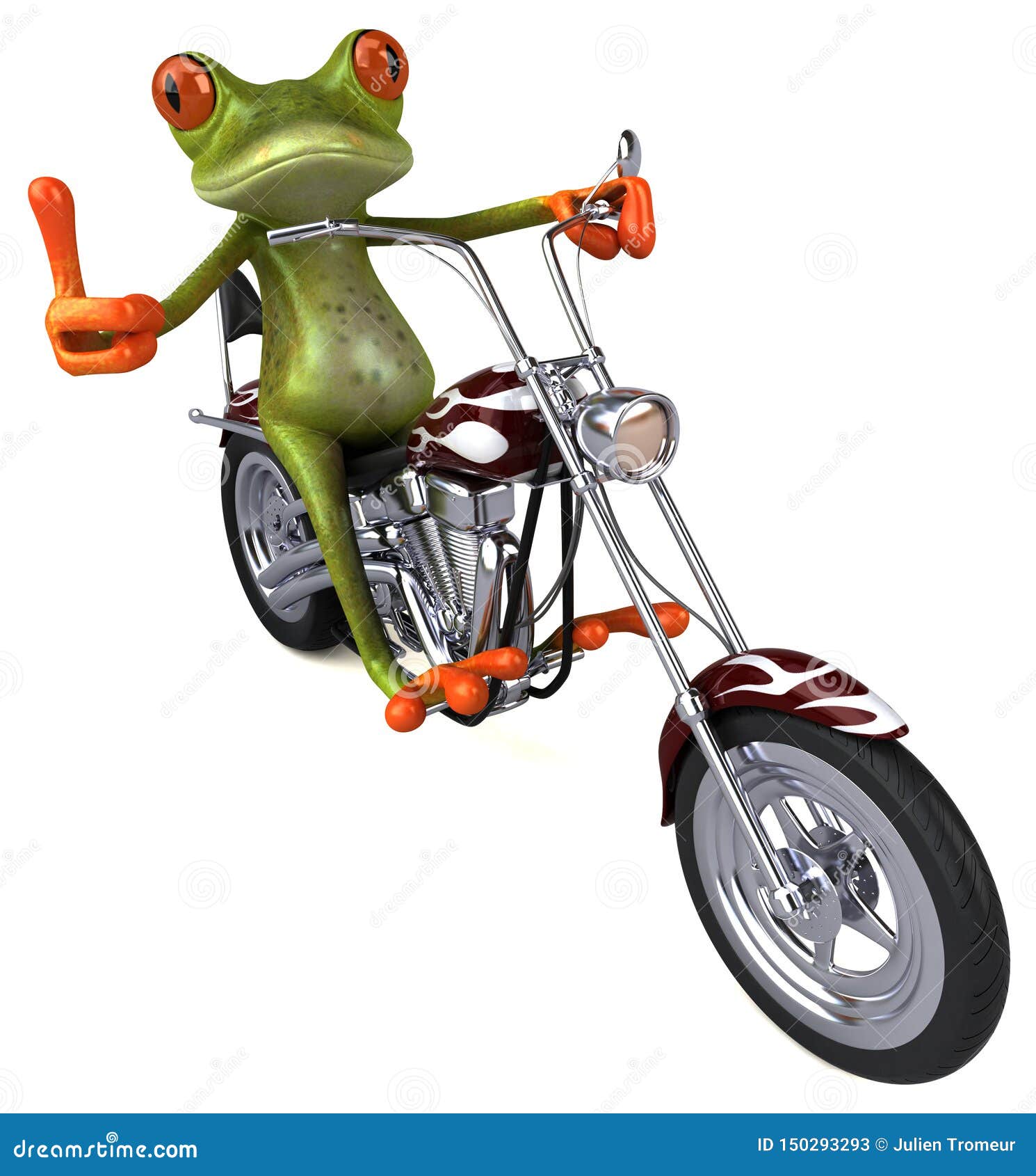 Fun Frog on a Motorcycle - 3D Illustration Stock Illustration ...