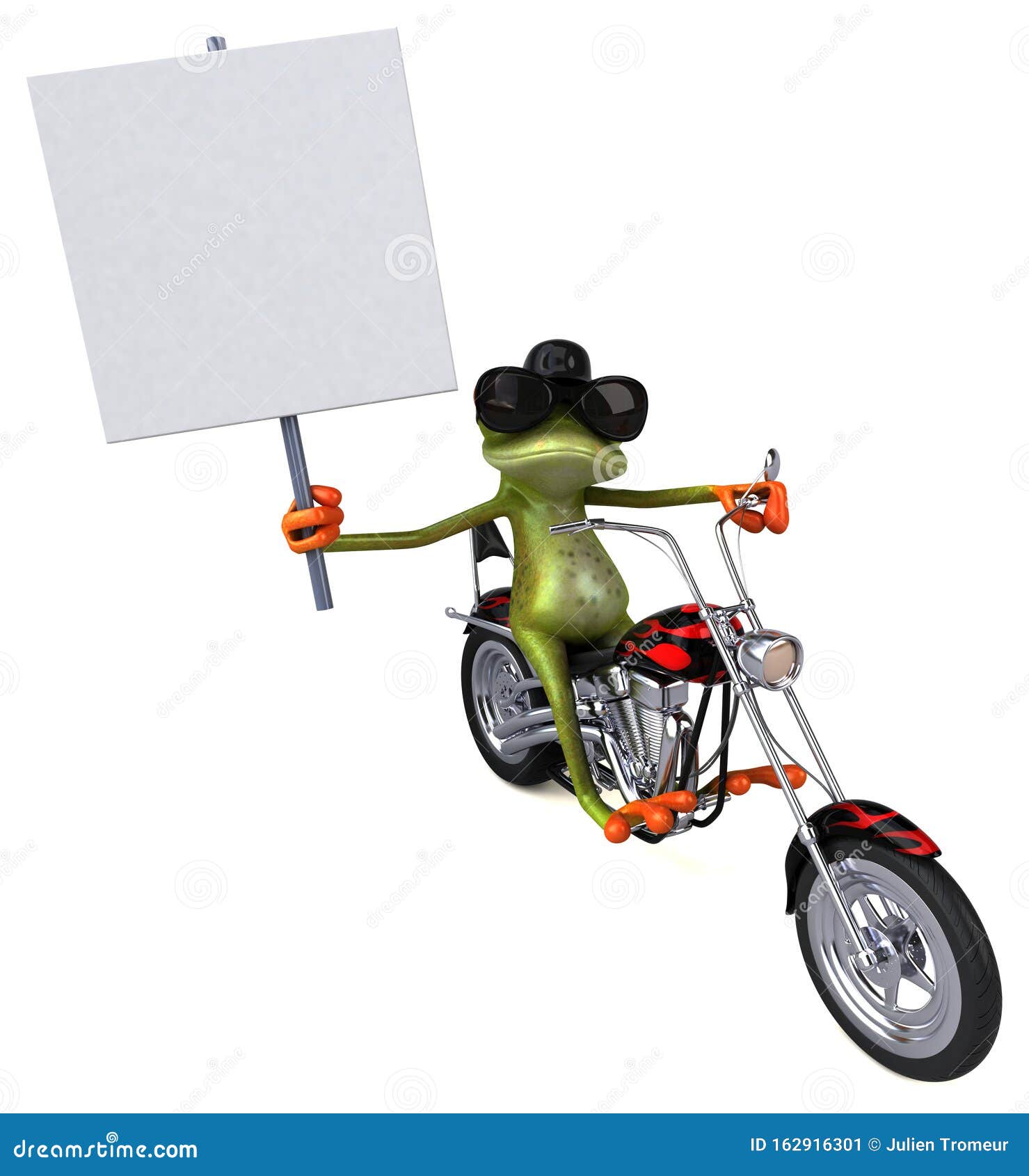 Fun Frog on a Motorcycle - 3D Illustration Stock Illustration ...