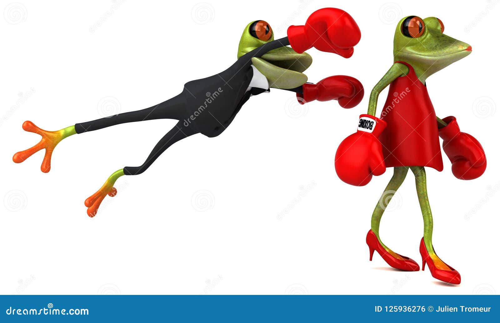 Fun Frogs Fighting - 3D Illustration Stock Illustration - Illustration ...