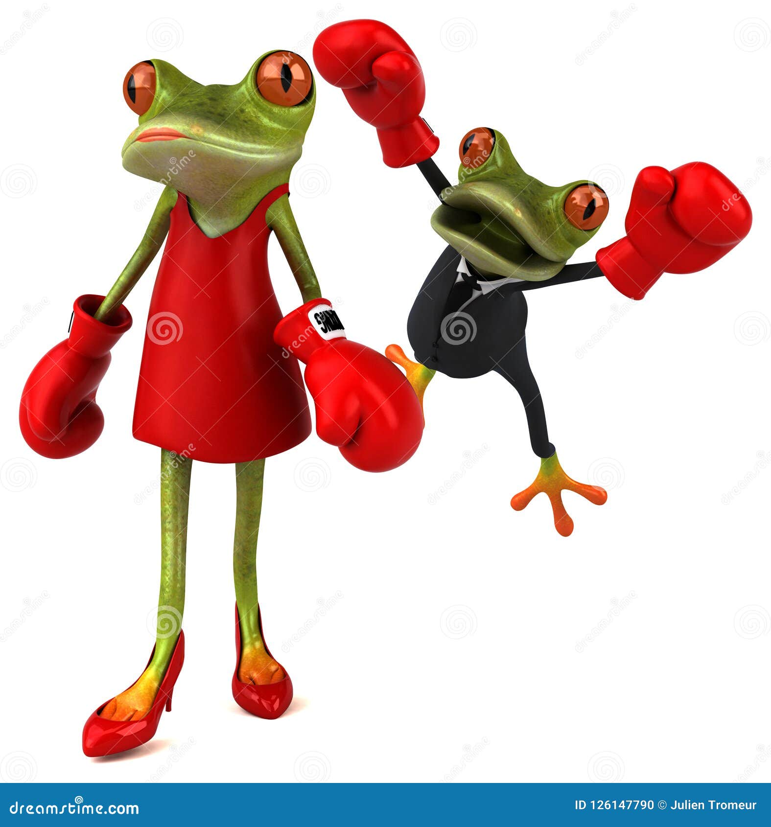 Fun Frogs Fighting - 3D Illustration Stock Illustration - Illustration ...